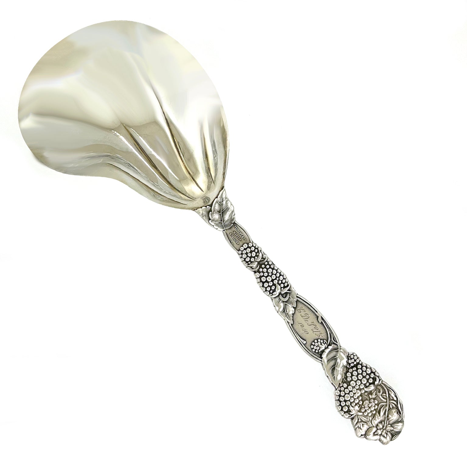 #10738 - Kidney-Shaped Berry Spoon, "Blackberry," by Tiffany & Co.