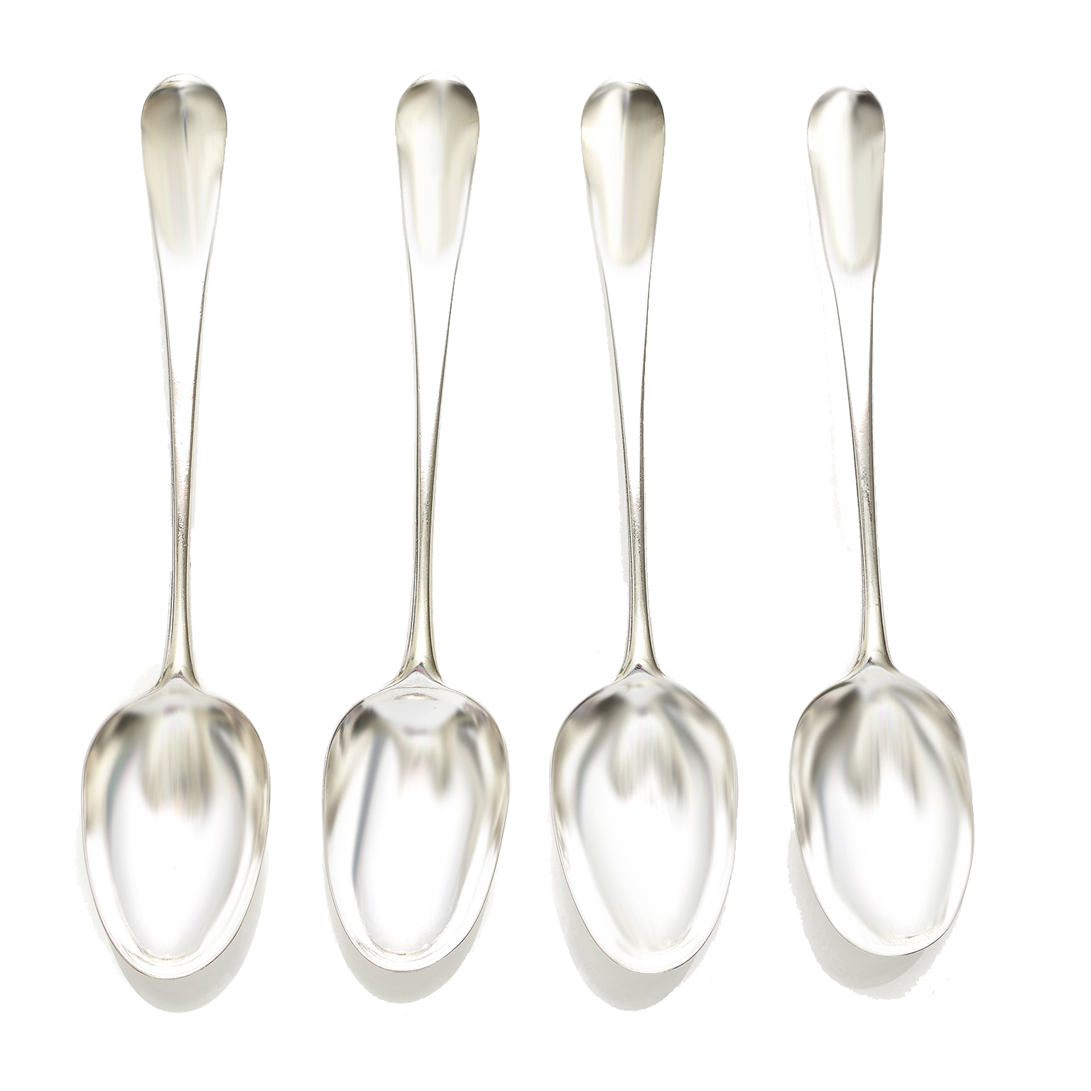 #17386 - 4 Matching Georgian Sterling Basting Spoons c1750 London