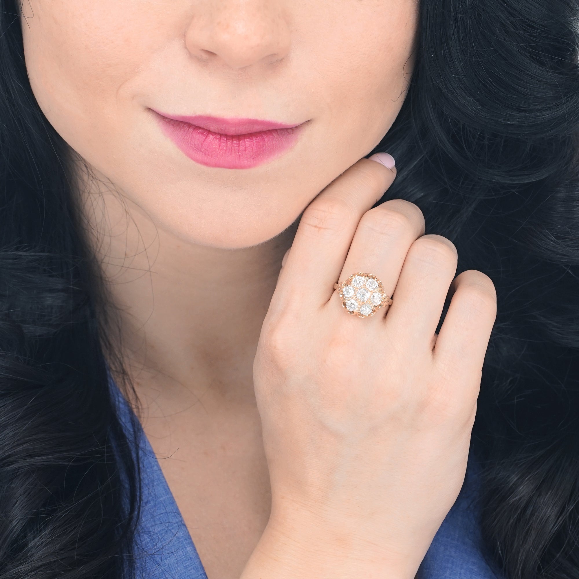 Antique Diamond Set Gold Candlelight Ring