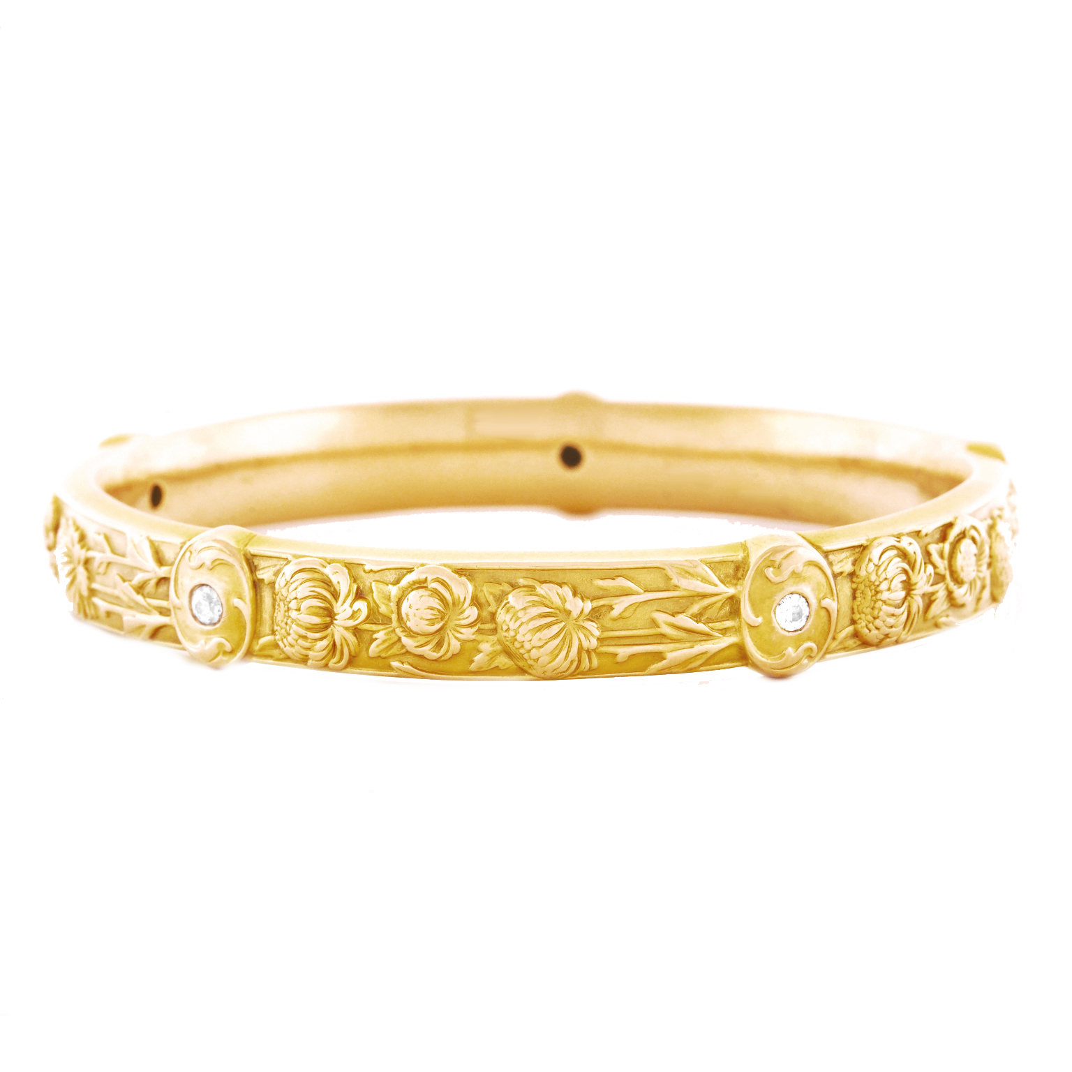 Riker Brothers Art Nouveau Diamond Set Gold Bangle 14k c1890s