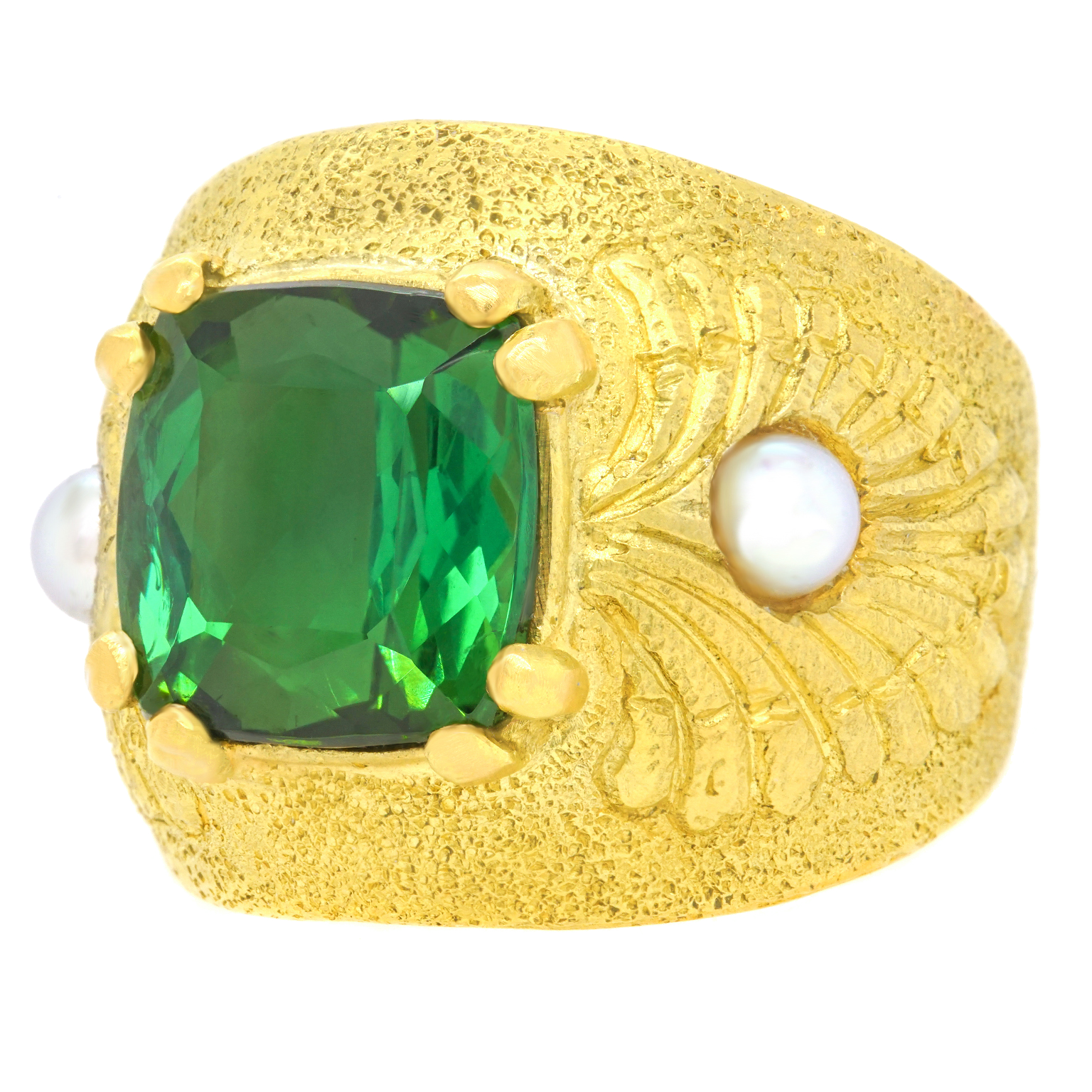 #22797 - Louis Feron Fabulous Sixties Tourmaline and Pearl-set Gold Ri
