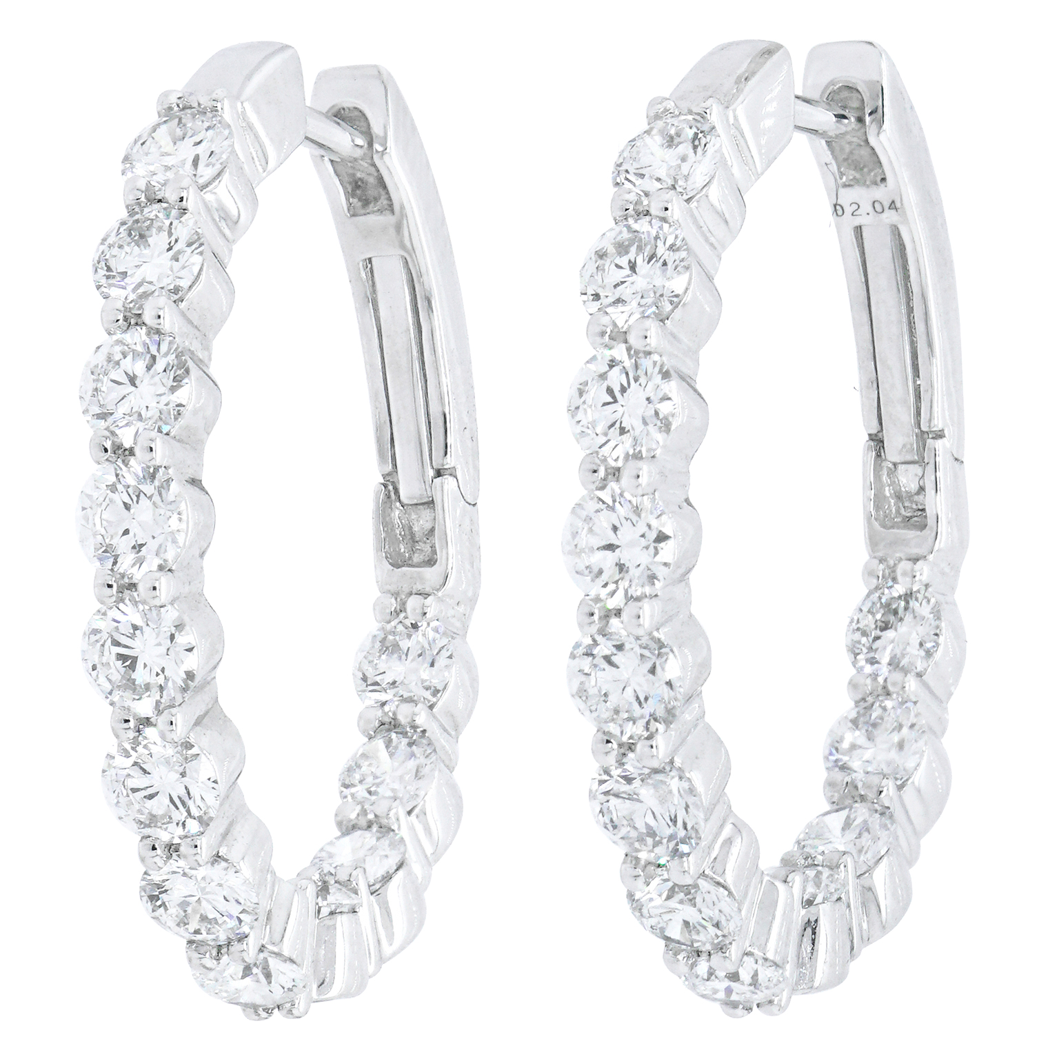 Platinum Hoops 2.10 Carats Of Diamonds