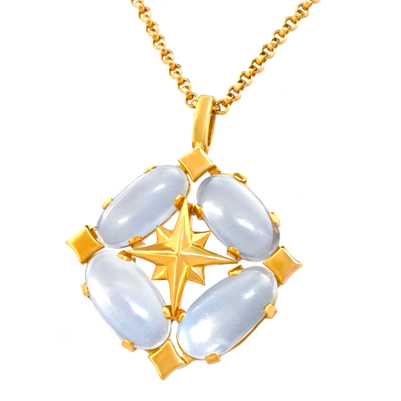 #23272 - Moonstone and Compass Rose Pendant c1960s