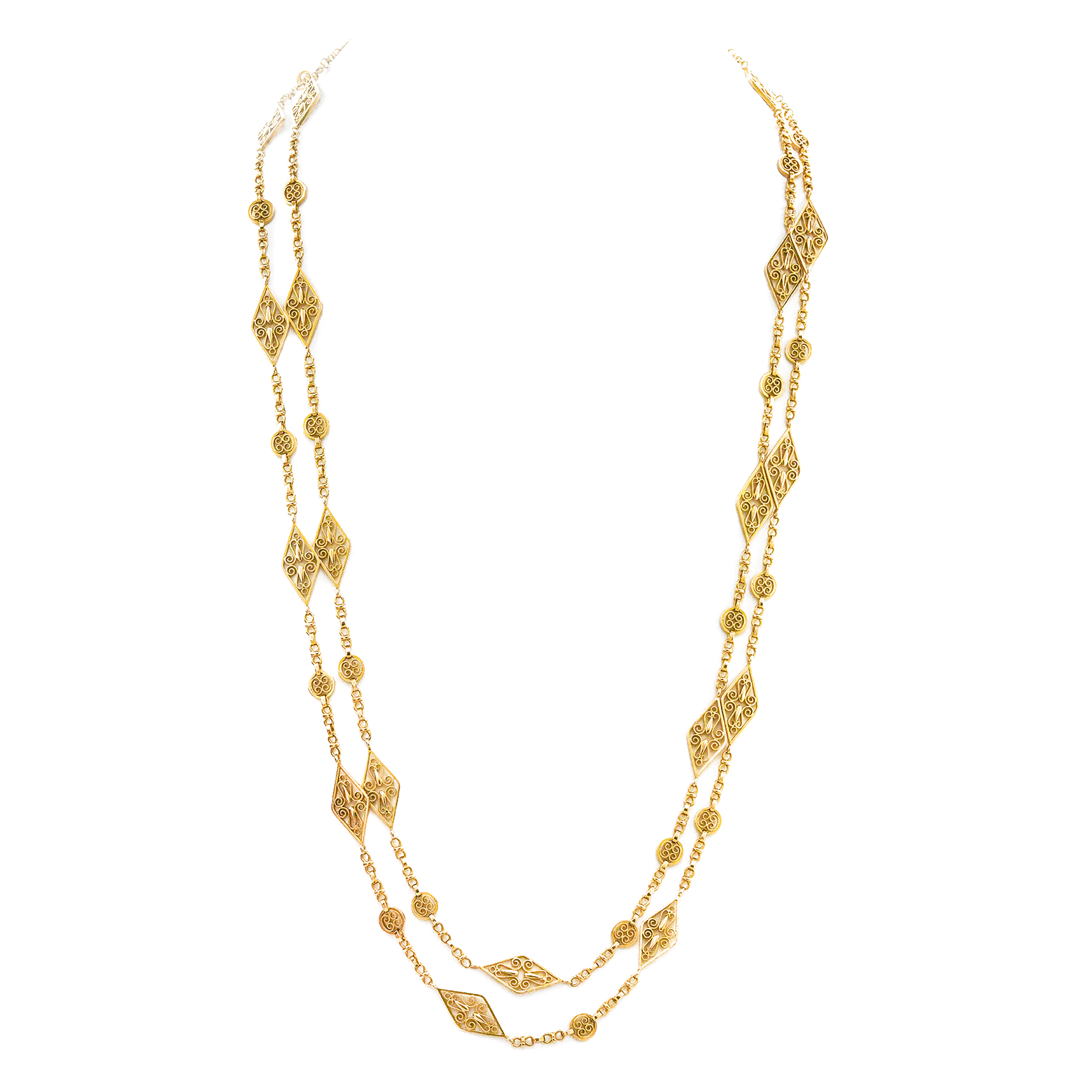 #23794 - Antique French Filigree Gold Necklace