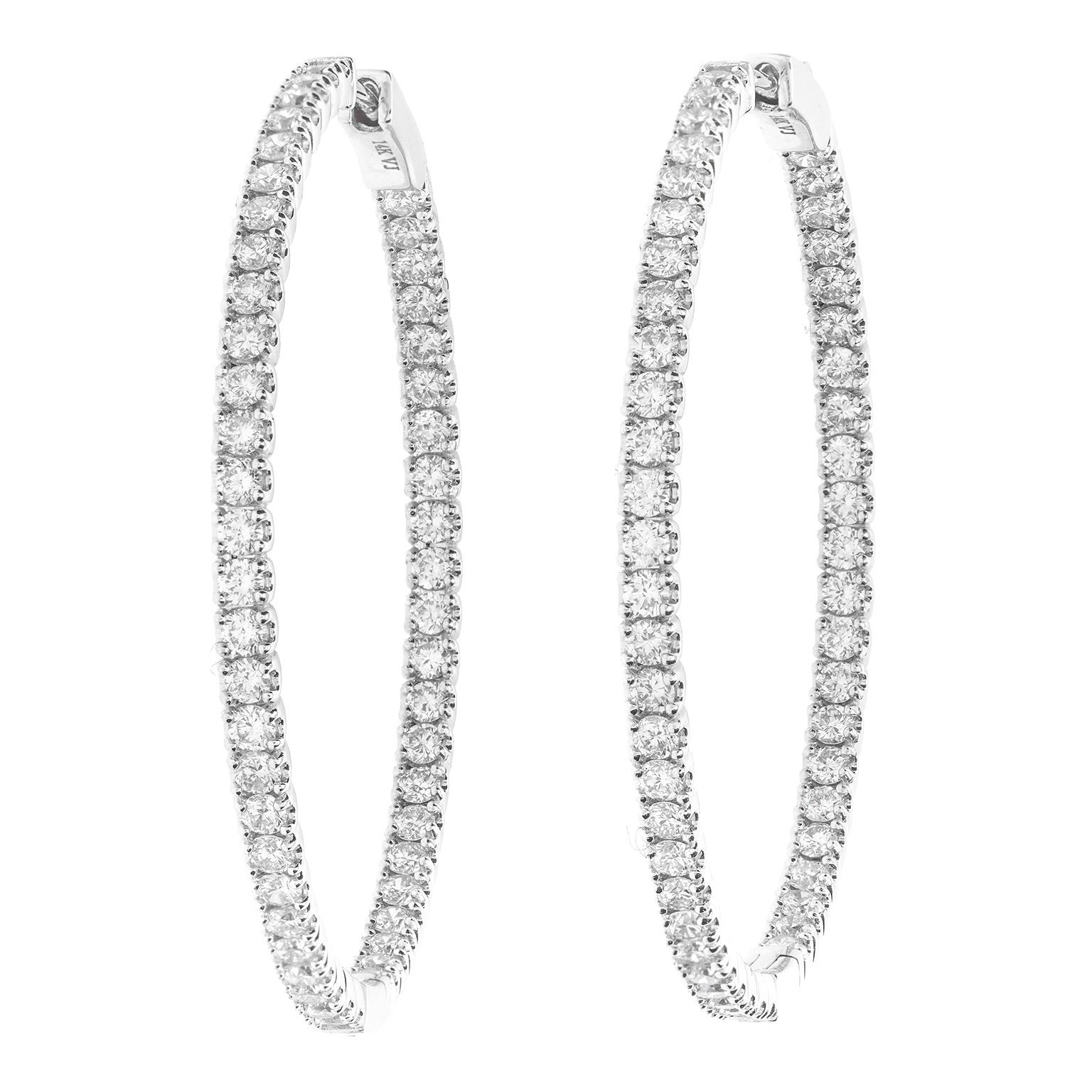 Large Diamond-set White Gold Hoops