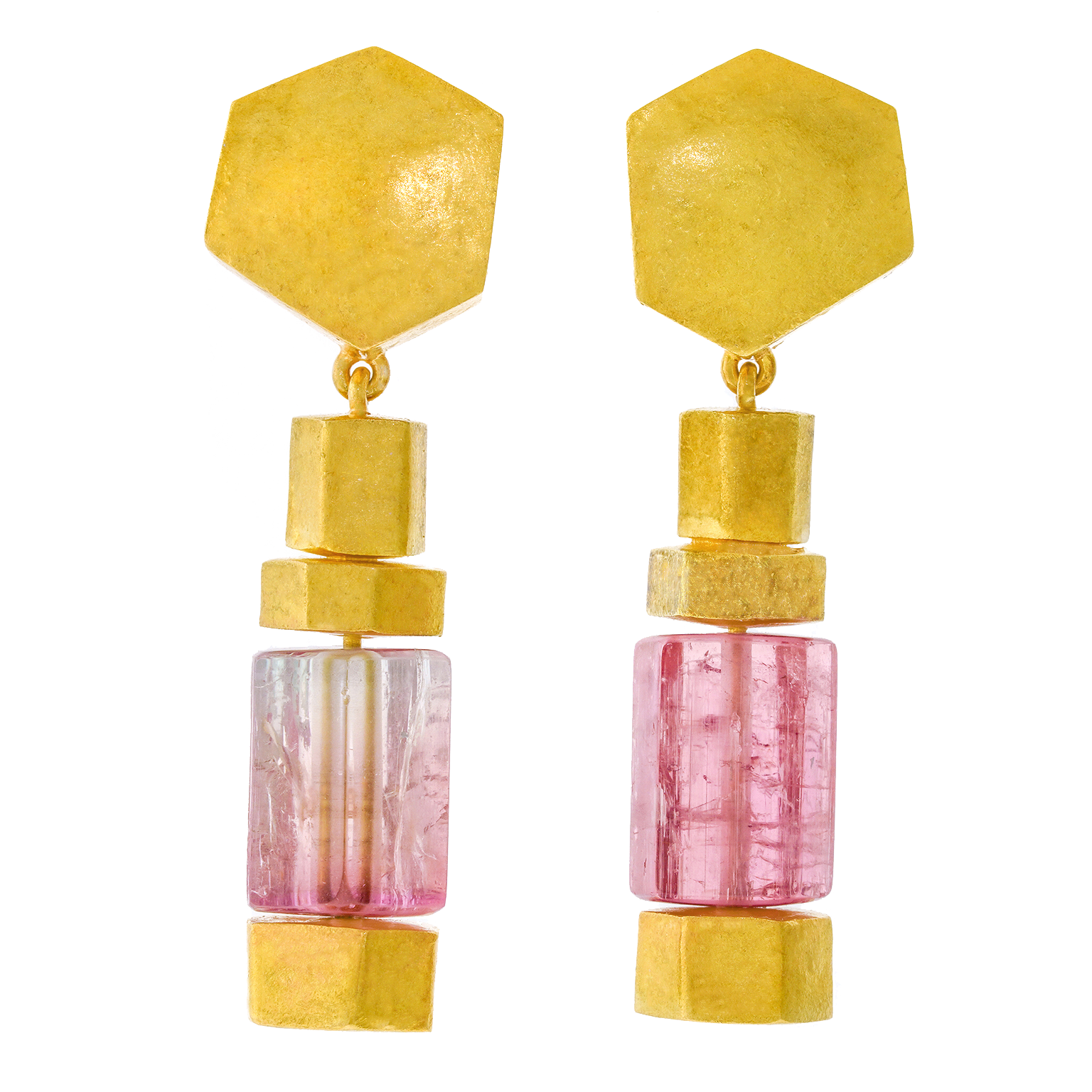 #24212 - Luscher Swiss Modern Gold Tourmaline Earrings
