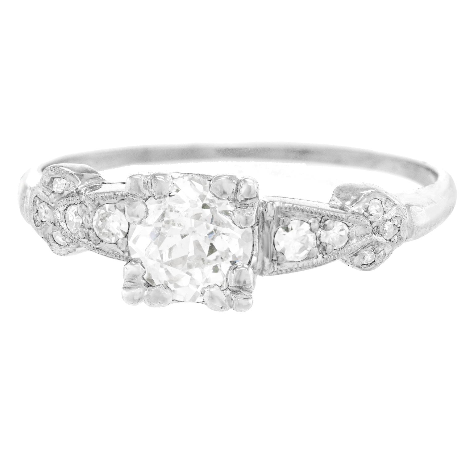 Art Deco .68 carat Diamond Engagement Ring Platinum
