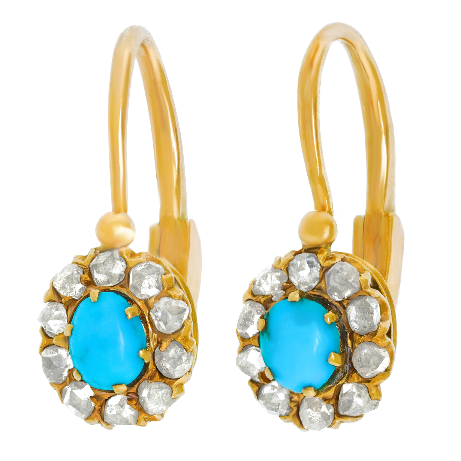Imperial Russian Turquoise and Diamond-set Earrings