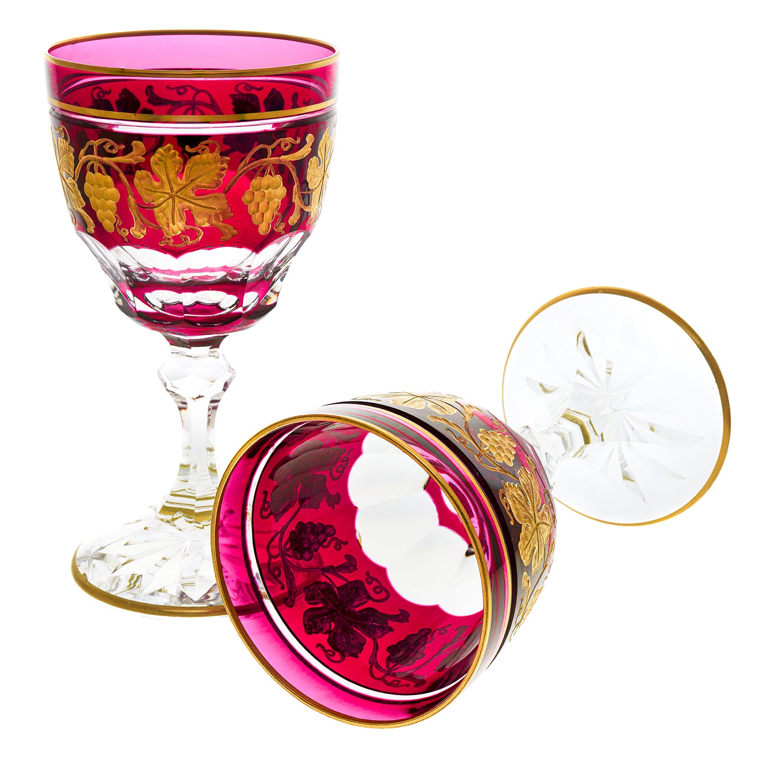 #24780 - Val St. Lambert Set of 14 Pampre D'Or Pattern Water Goblets