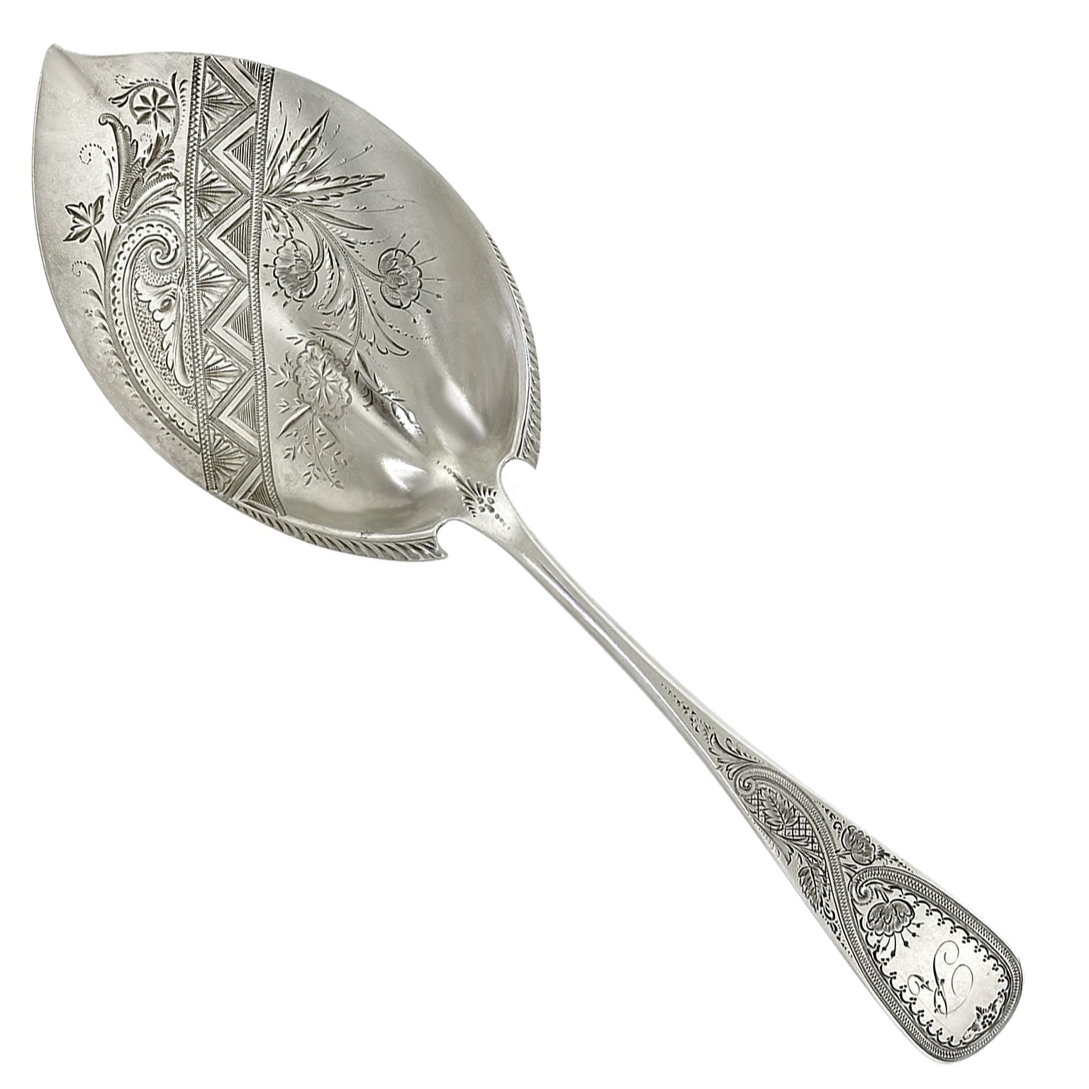 #25455 - Large Brite-Cut Sterling Serving Spoon by Krider