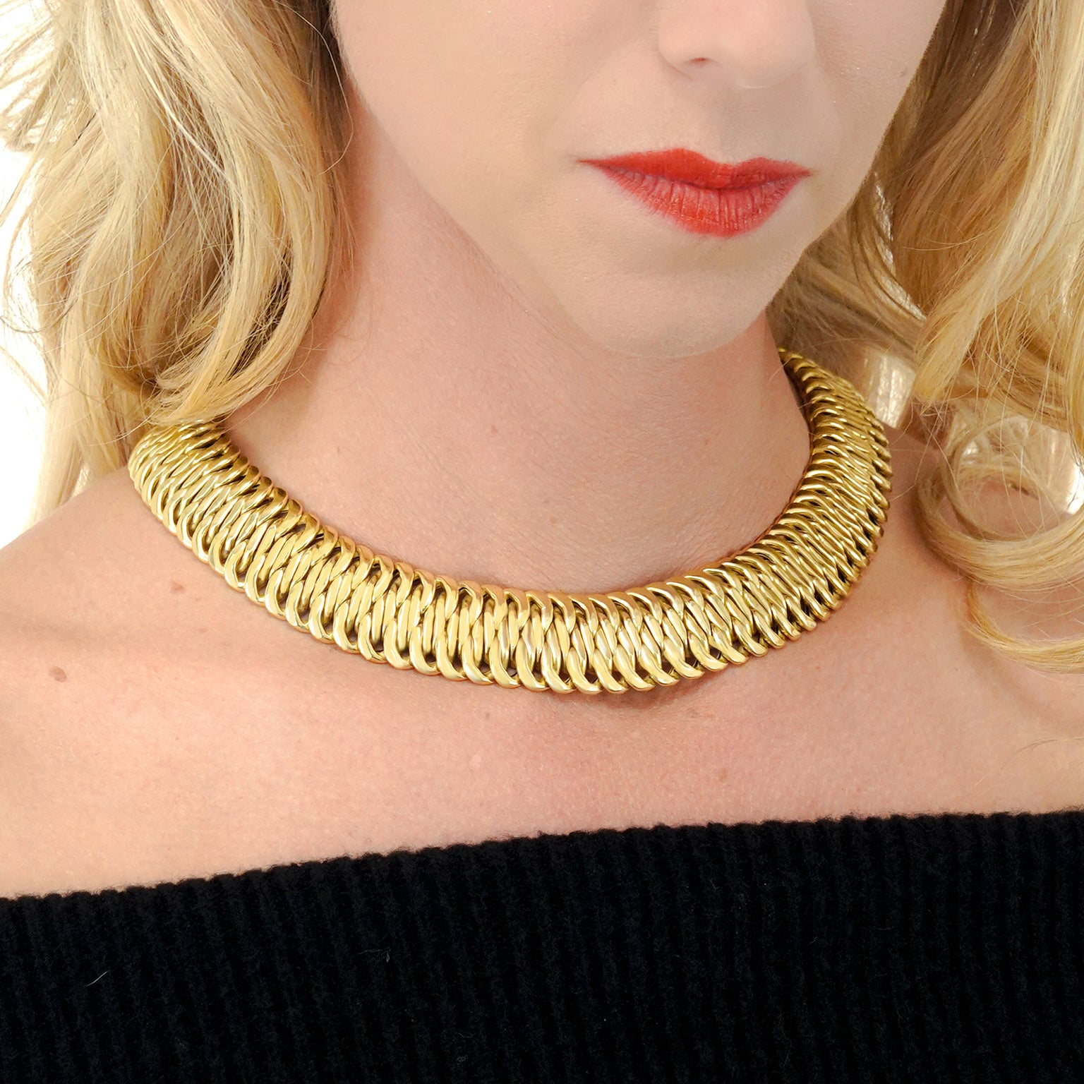 #27459 - Black Starr & Frost Sixties Gold Necklace