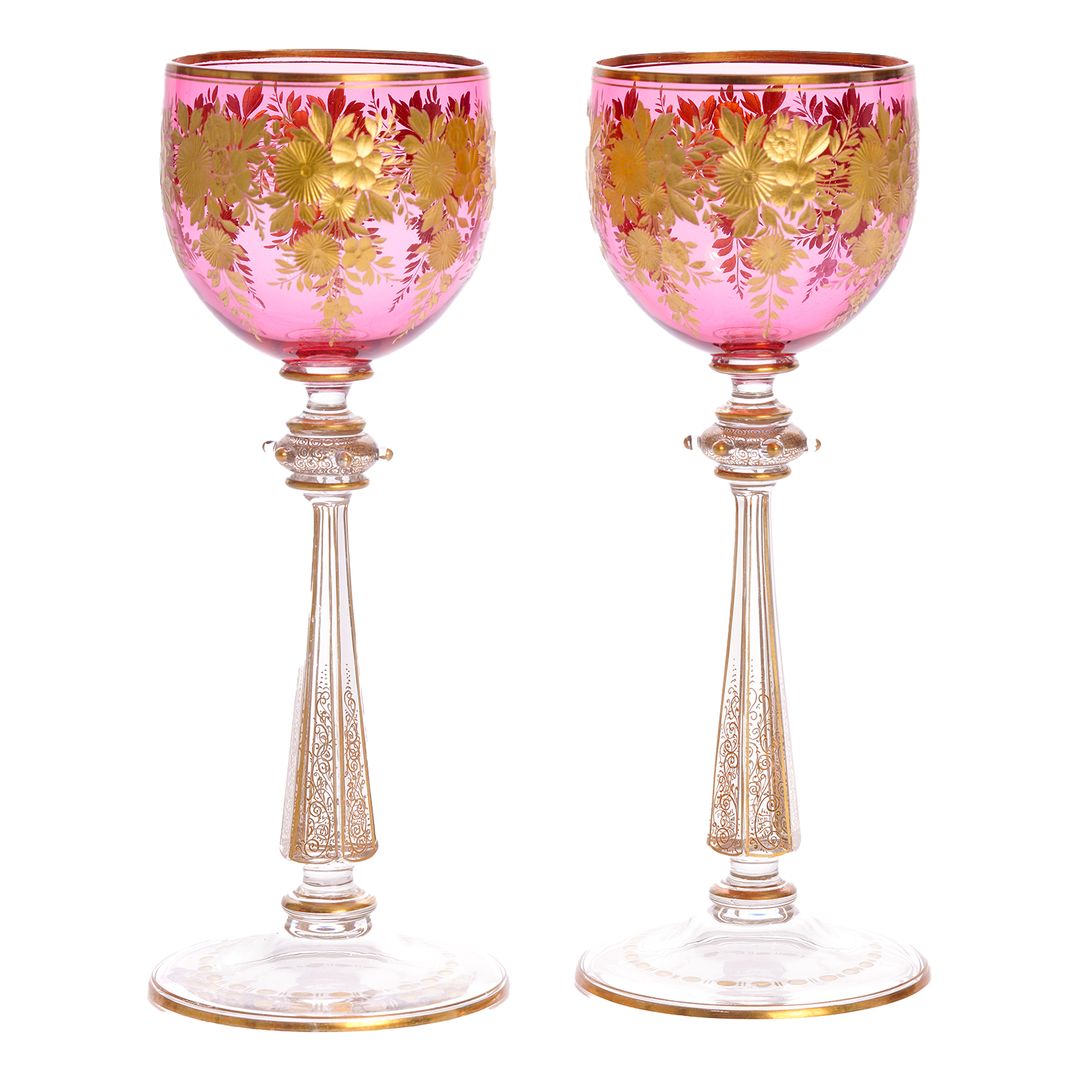 #27558 - 12 Antique Moser Wine Goblets