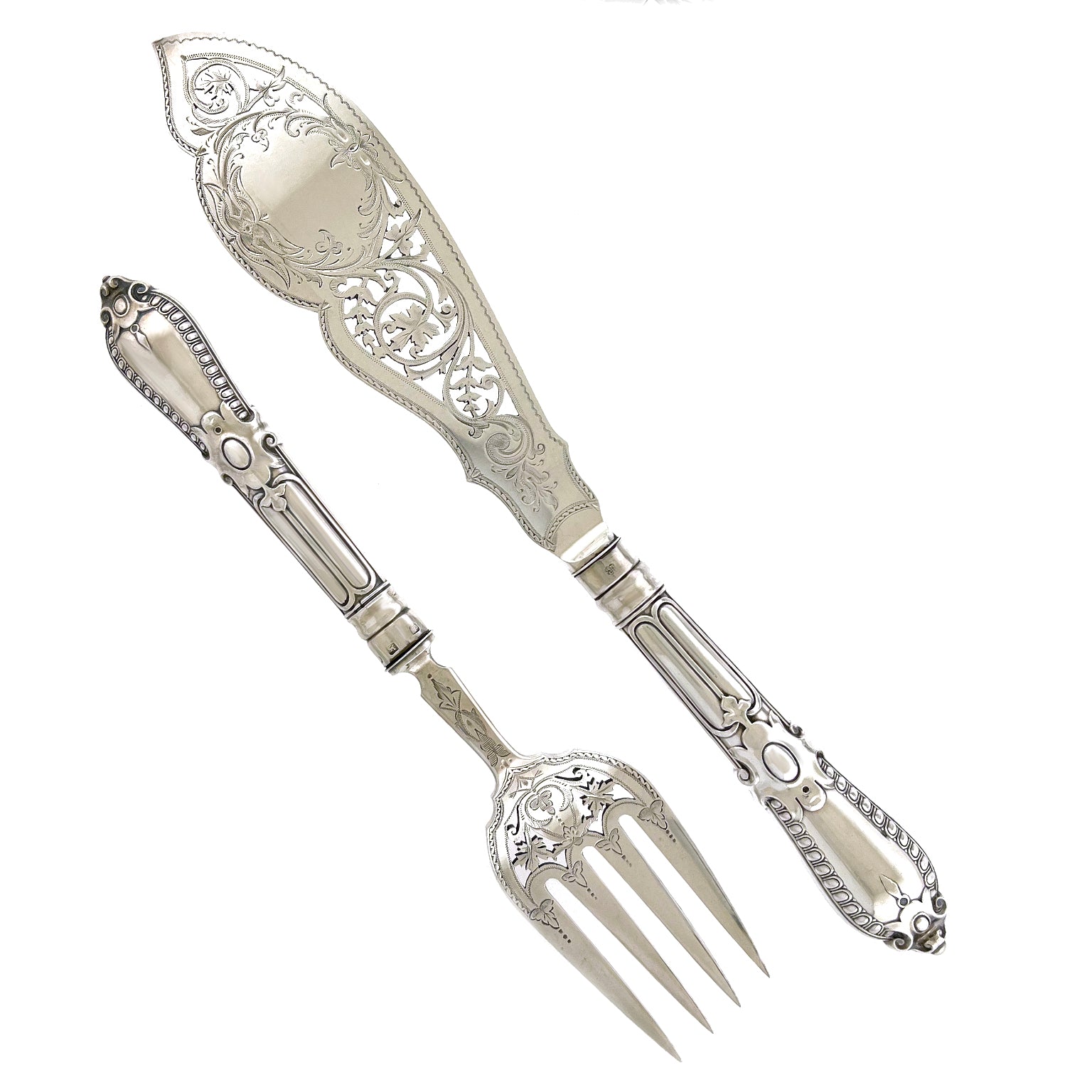 #8108 - English Sterling Fish Set Martin Hall & Co 1867 Sheffield
