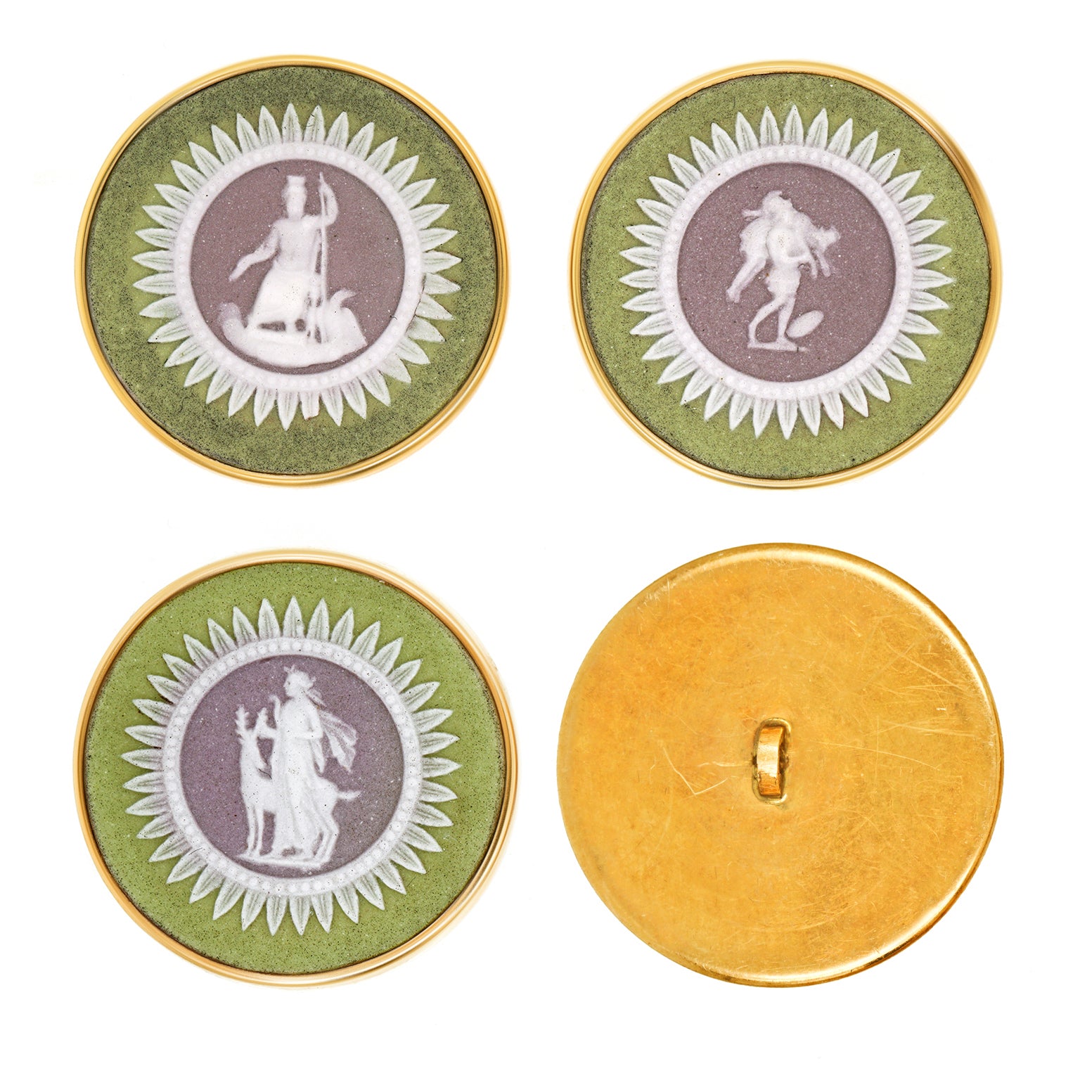#23657 - Set of 4 Gold Mounted Wedgwood Buttons